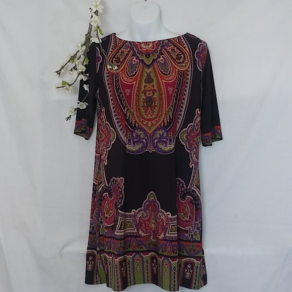 Sandra Darren | Dresses | Sandra Darren Paisley 34 Sleeve Midi Dress 6p ...